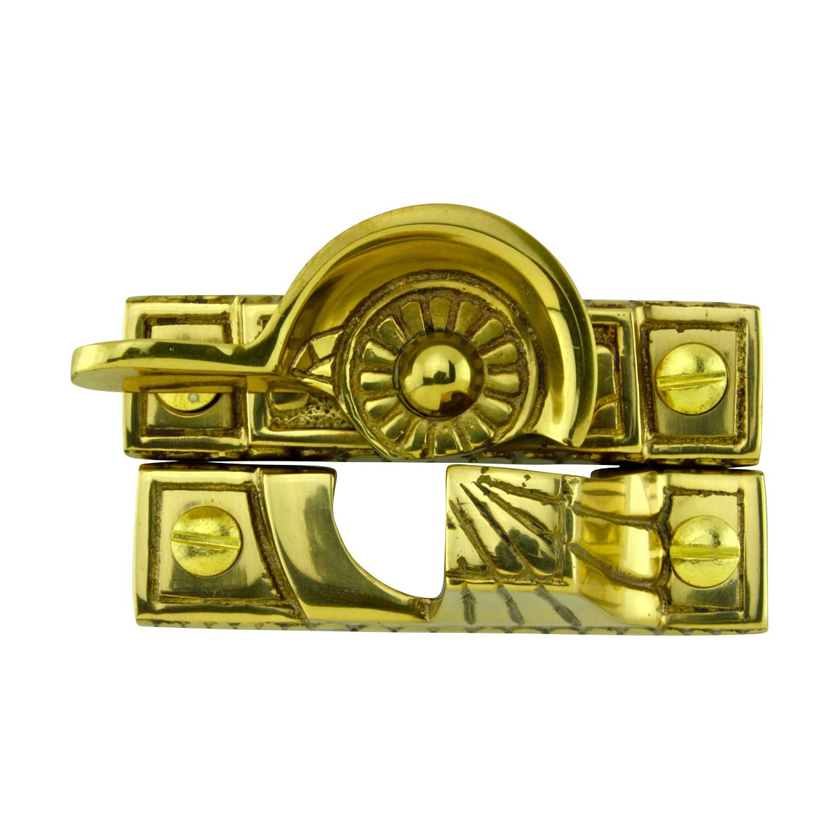 Ornate Window Sash Lock Bright Solid Brass | Renovator's Supply Item#10702