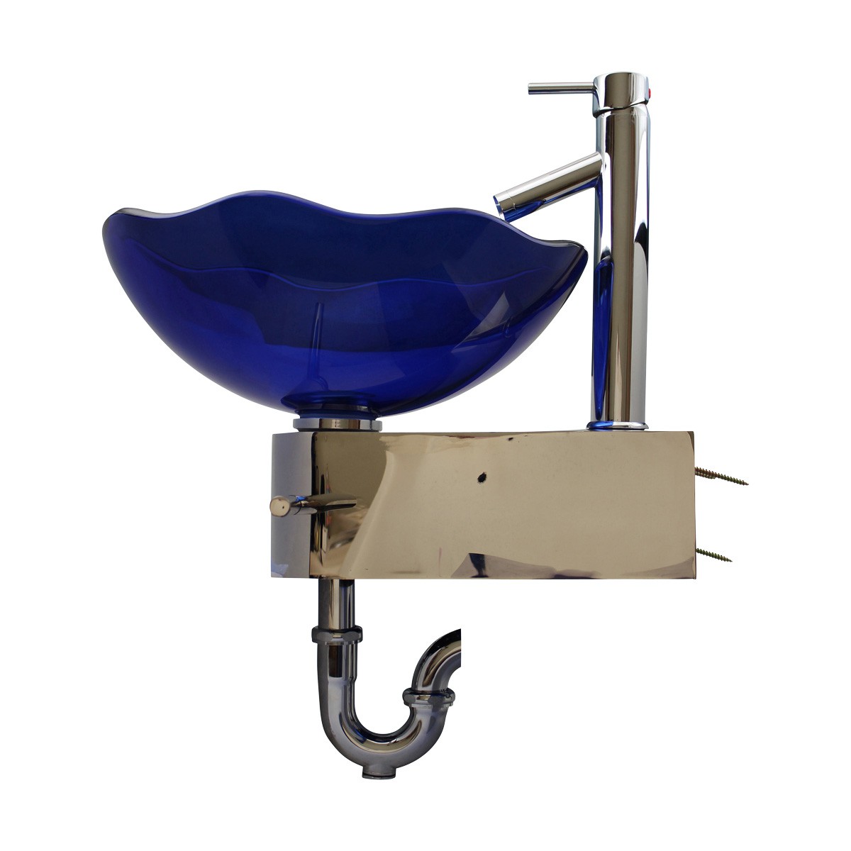 Small Wall Mount Glass Sink Blue Lotus Combo Package