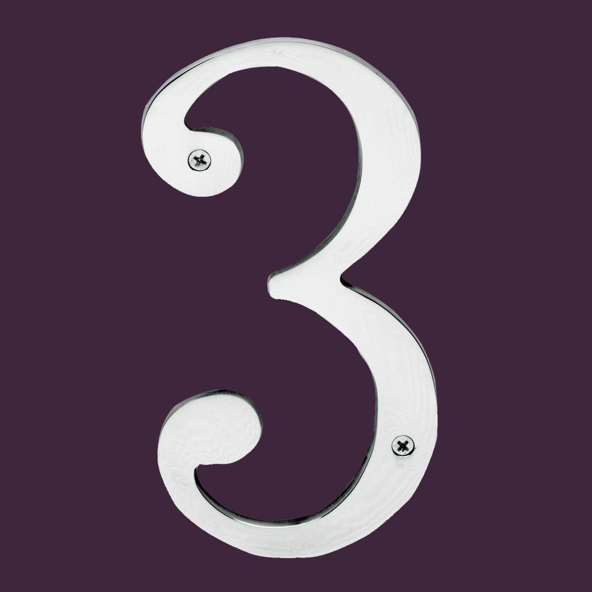 Cast Solid Brass 8" Address House Number '3' Chrome