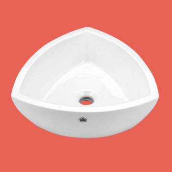 Bathroom Vessel Triangle Sink White Porcelain Trinity