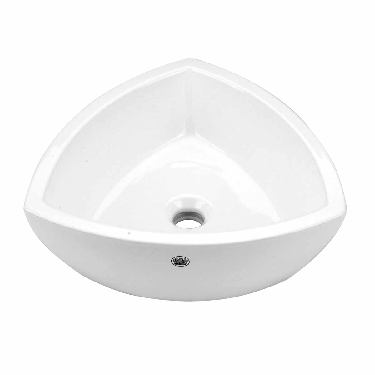 Bathroom Vessel Triangle Sink White China Trinity