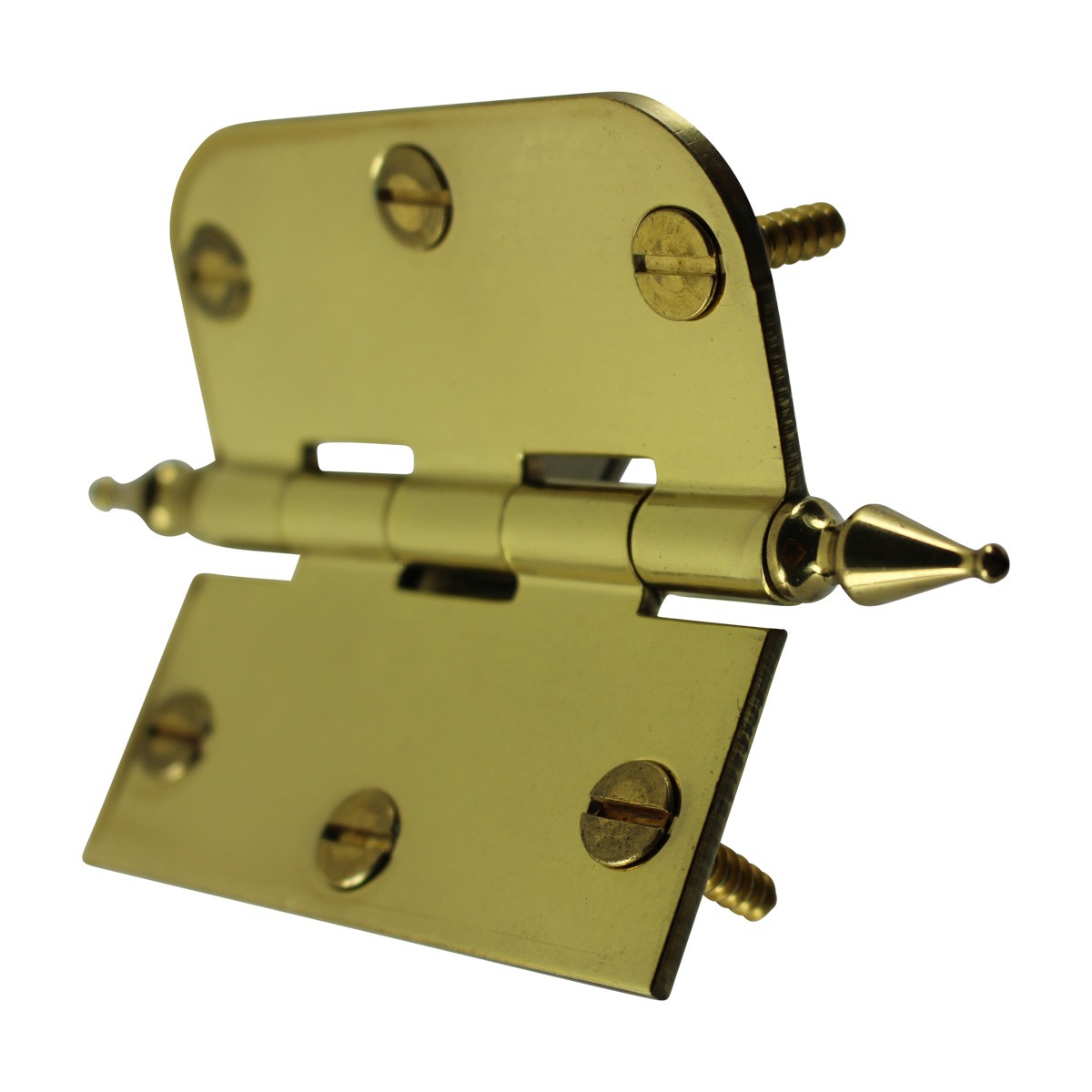 Bright Solid Brass Cabinet Hinge 3" x 3" Spire Tip