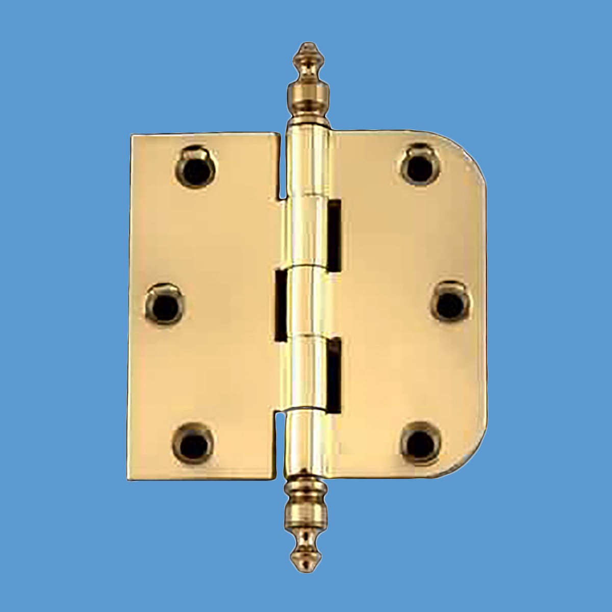 Bright Solid Brass Cabinet Hinge 3" x 3" Urn Tip