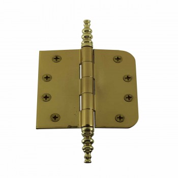 Bright Solid Brass Door Hinge 4" Steeple Tip | Renovators Supply