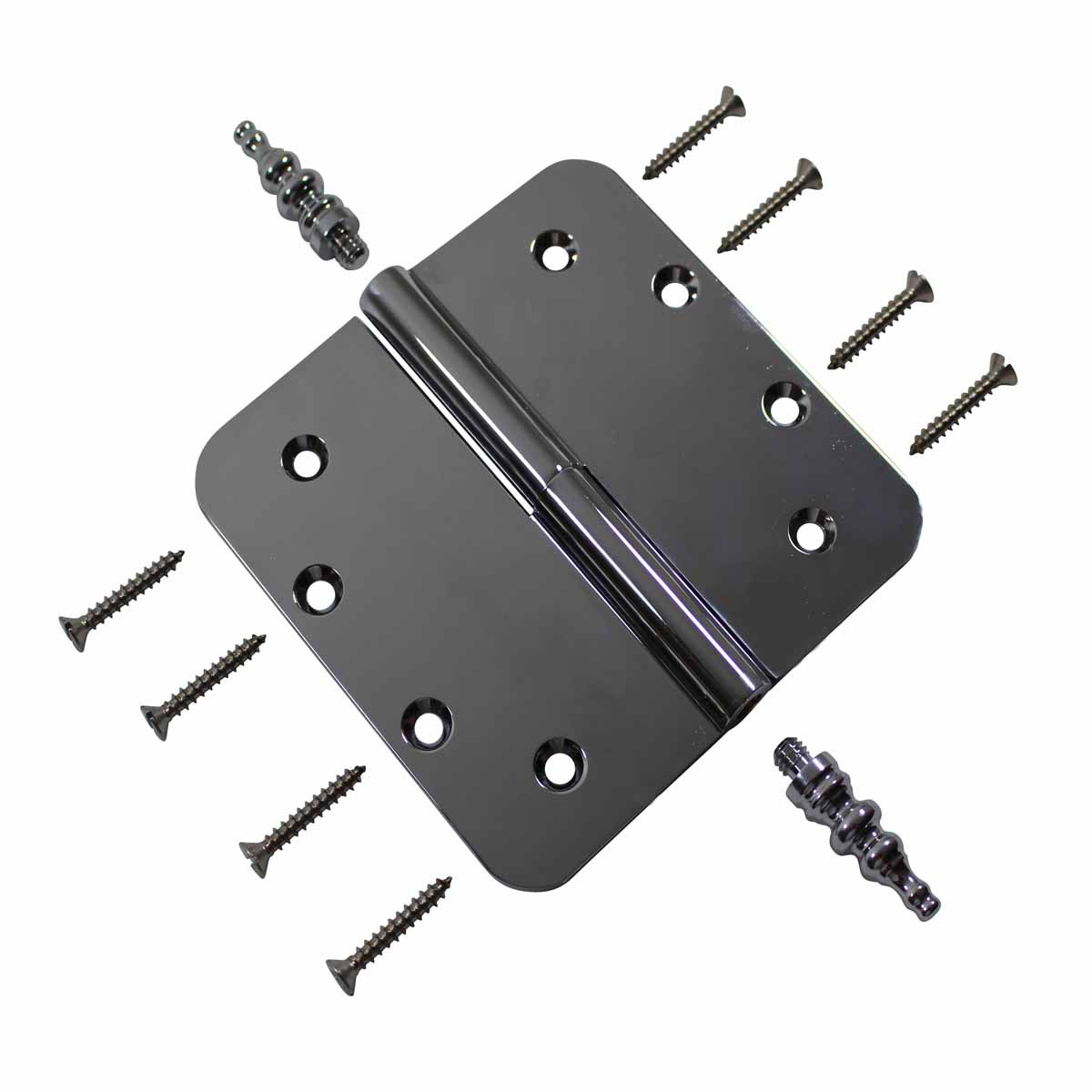 5" Lift Off Left Door Hinge Radius Chrome Steeple Tip