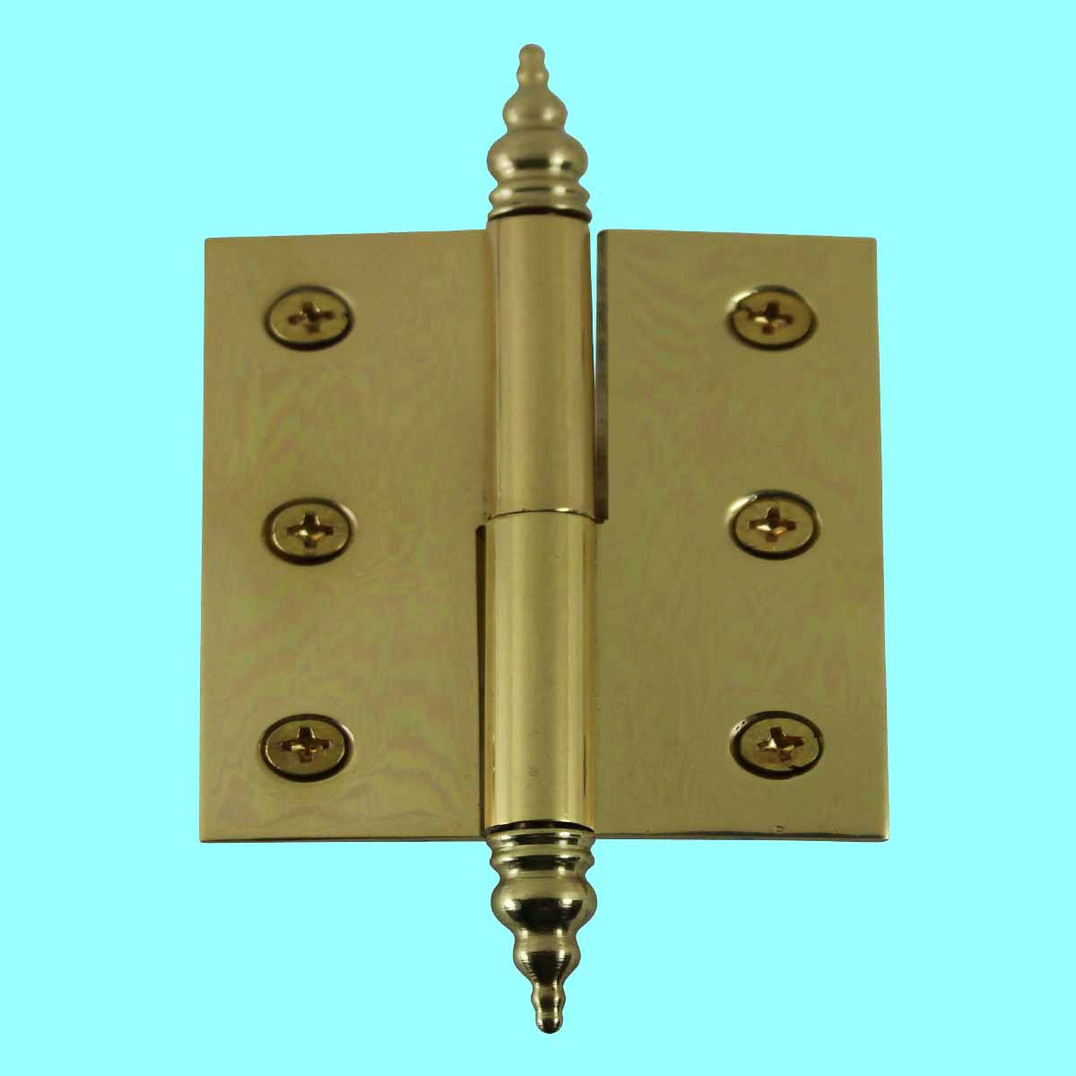 Lift Off Right Brass Cabinet Hinge 2" x 2.5" Steeple Tip