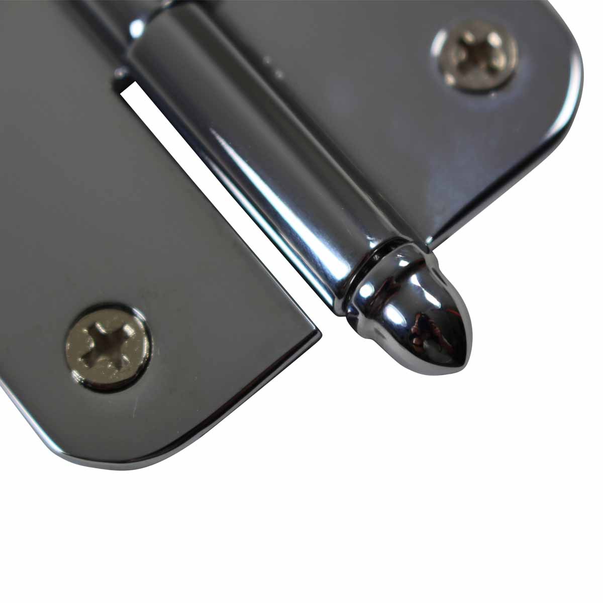 2" Lift Off Right Chrome Cabinet Hinge Radius Brass Helmet