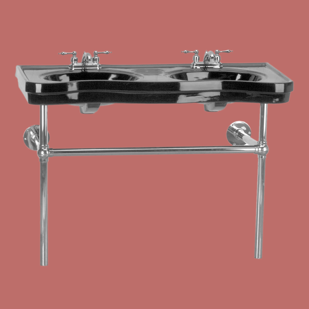 Renovator's Supply Black Double Console Sink Glazed Finish 33"H Chrome ...