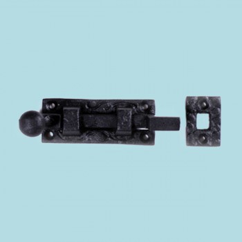 Black Wrought Iron Slide Bolt 4 inch Offset Renovators Supply