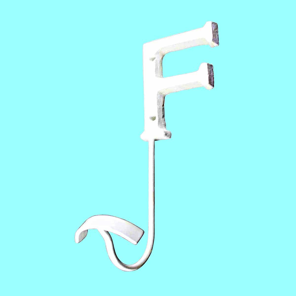 Letter Hook F Wrought Iron White Decorative | Renovator's Supply