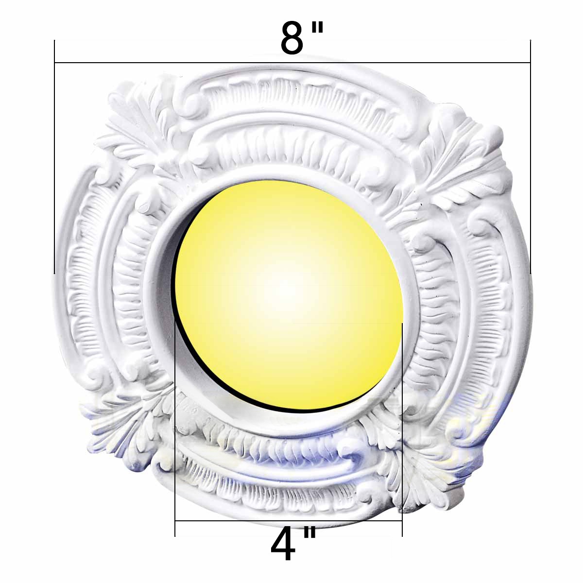 Recessed White Spotlight Ring 4" ID x 8" OD Factory Primed Lightweight ...