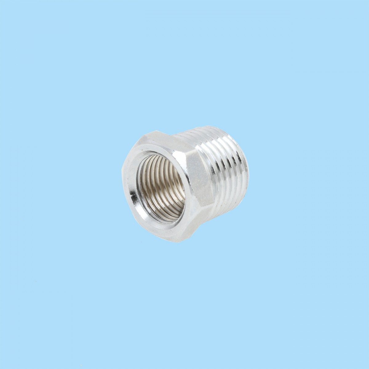 Chrome Reducing Bushing 1/2" Male 3/8" Female Solid Brass