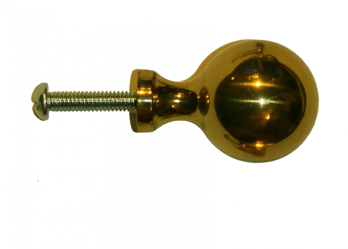 Cabinet Knob Bright Solid Brass 1 Dia Ball