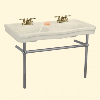 Biscuit Colored Console Sink Double Deluxe with Black Nickel Bist