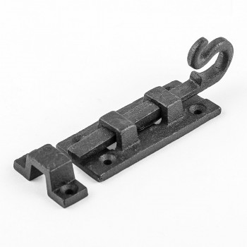Black Wrought Iron Cabinet or Door Fancy Slide Bolt 4 1/2" | Reno