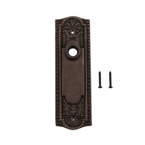 Door Back Plate Antique Brass Beaded Without Keyhole 7 1/4" H