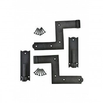 Black Wrought Iron Shutter Lift Off Pintle Hinges 6.5" L with Har
