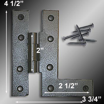 6 Left HL-Hinges Black Wrought Iron Offset Install Set of 6 | Ren