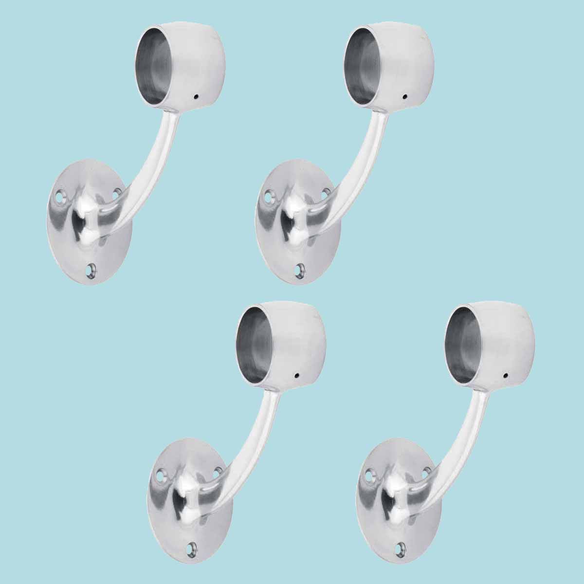 4 Bar Brackets Wall Mount Chrome-plated Brass Set of 4