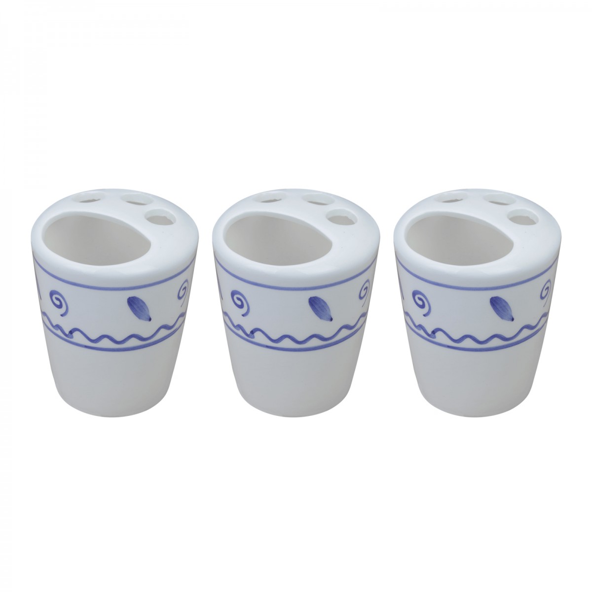 3 Bathroom Toothbrush Holders Blue & White Ceramic | Renovator's Supply ...