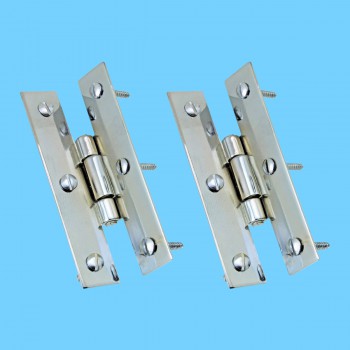 Cabinet Hinges H-Shape Brass Chrome Polished Hinges with Screws P
