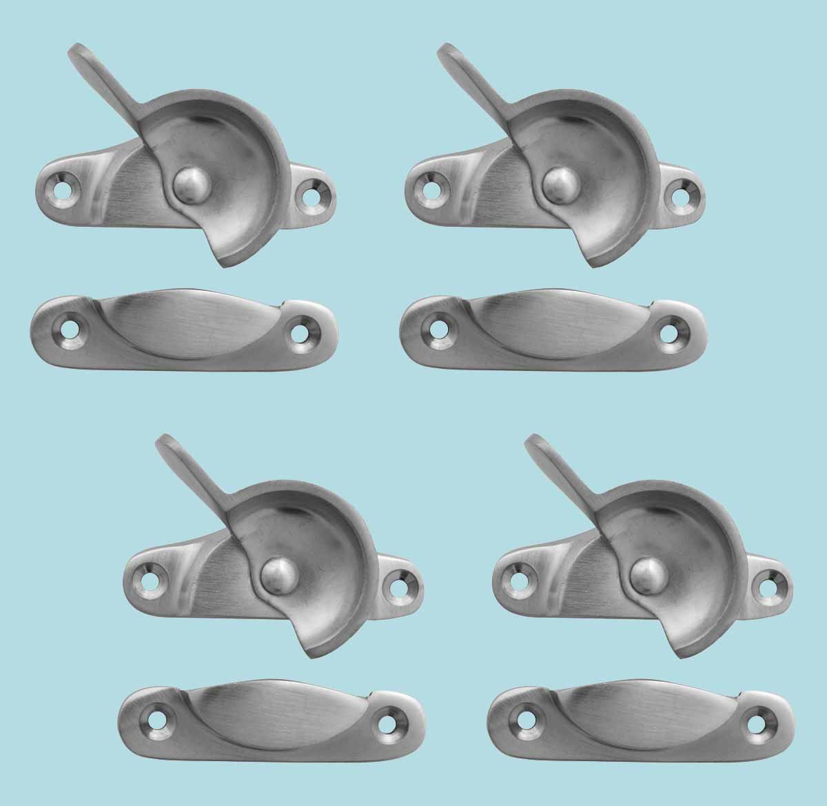 4 Traditional Solid Brass Window Sash Lock Satin Chrome