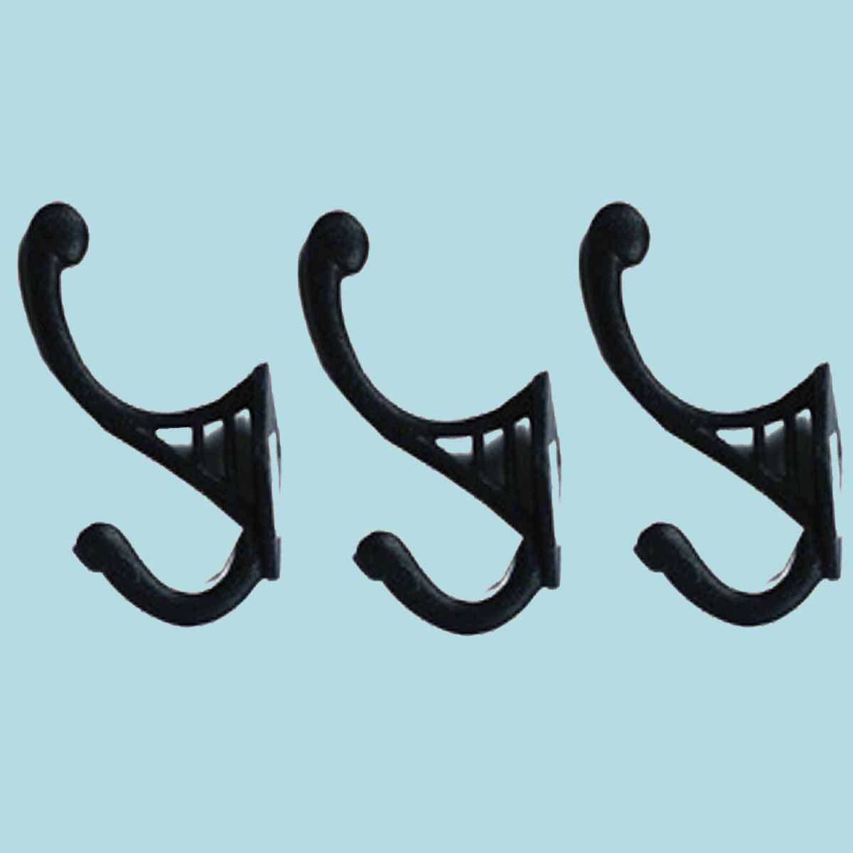 3 Black Wrought Iron Hook RSF 4 1/2" H X 2 3/4" Projection