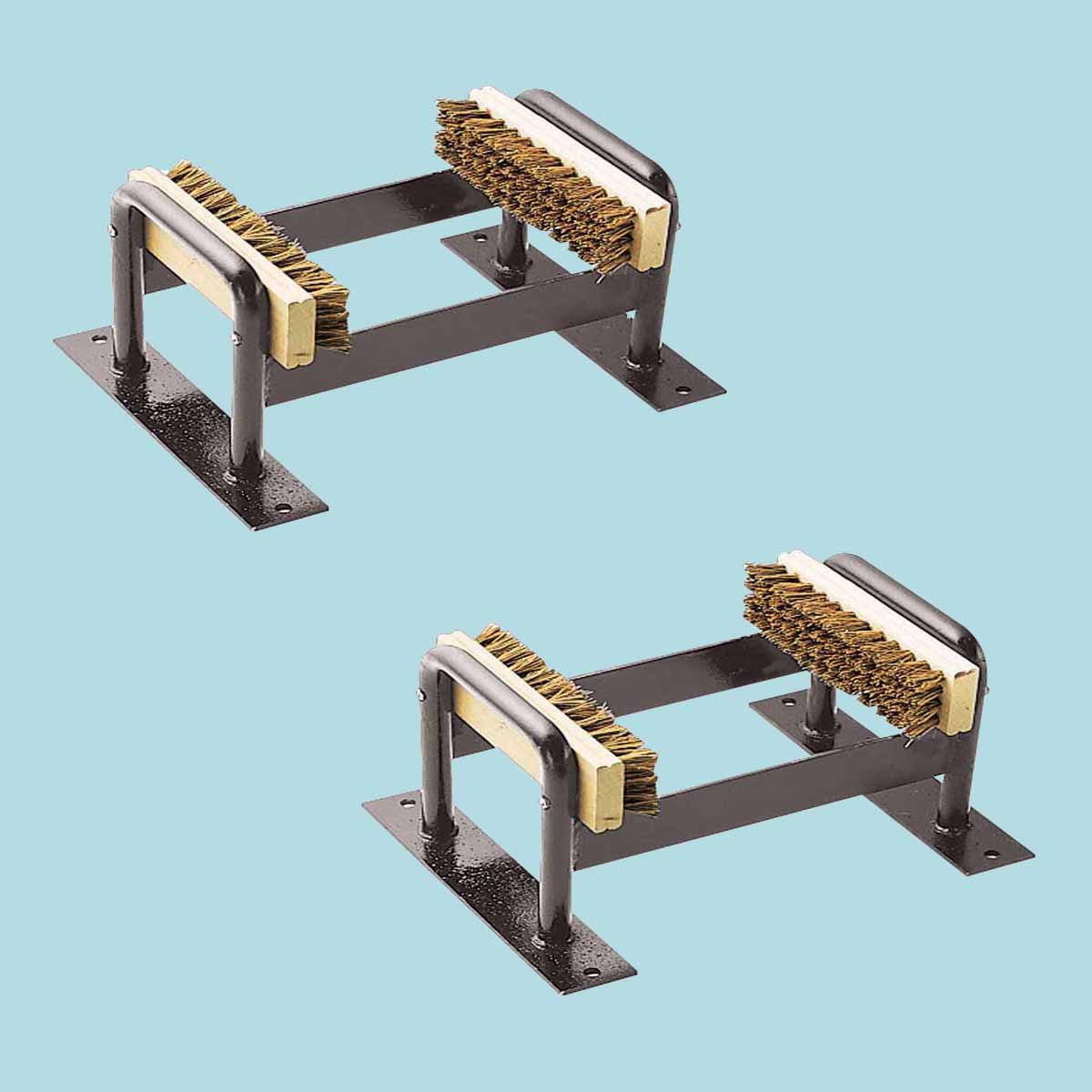 2 Wrought Iron Boot Scraper With Replaceable Brushes 12"W