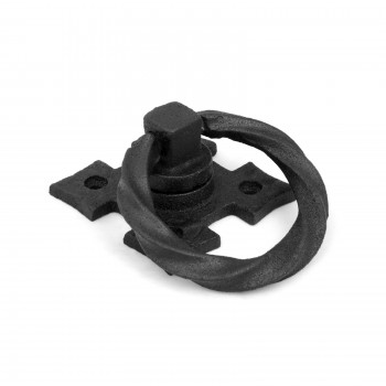 Wrought Iron Door Ring Pull in Black - Twisted Circle Drop Handle