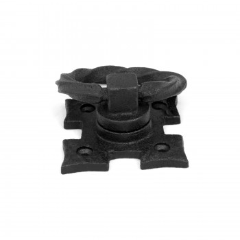 Wrought Iron Door Ring Pull in Black - Twisted Circle Drop Handle