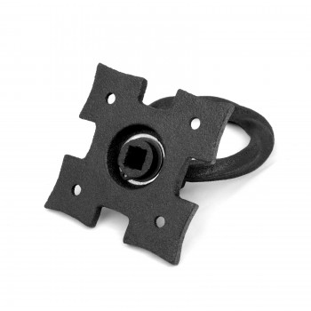 Wrought Iron Door Ring Pull in Black - Twisted Circle Drop Handle