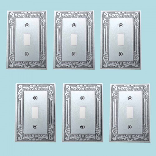 6 Switch Plates Chrome-plated Brass Victorian Style Set of 6 | Re