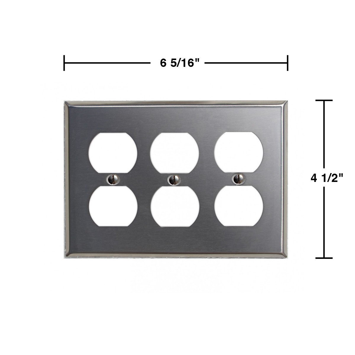 4 Switchplate Brushed Stainless Steel Triple Outlet