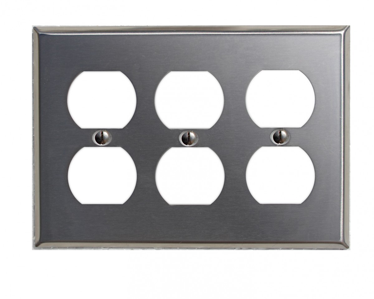 Switchplate Brushed Stainless Steel Triple Outlet | Renovators Su