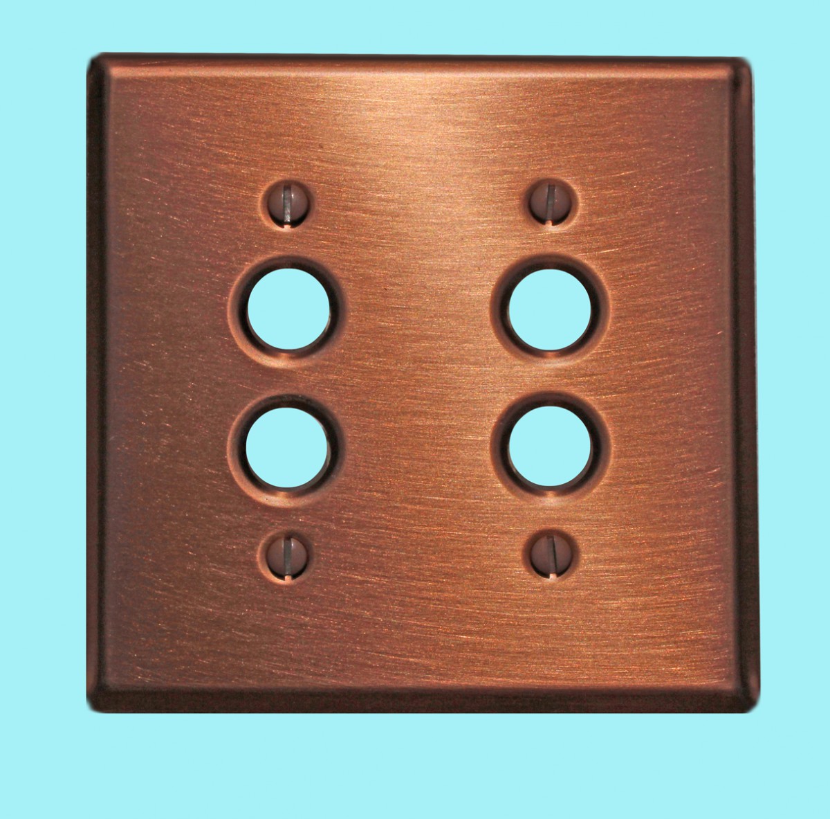 Switchplate Brushed Solid Copper Double Pushbutton